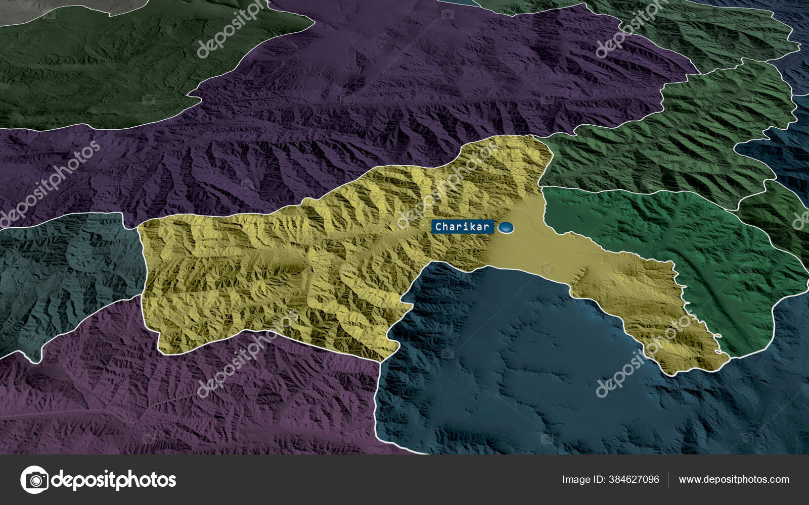 Parwan Province Afghanistan Zoomed Highlighted Capital Colored Bumped ...