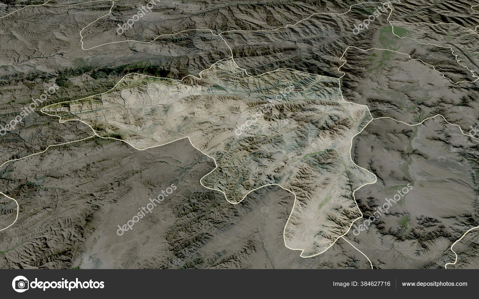 Wardak Province Afghanistan Zoomed Highlighted Satellite Imagery ...