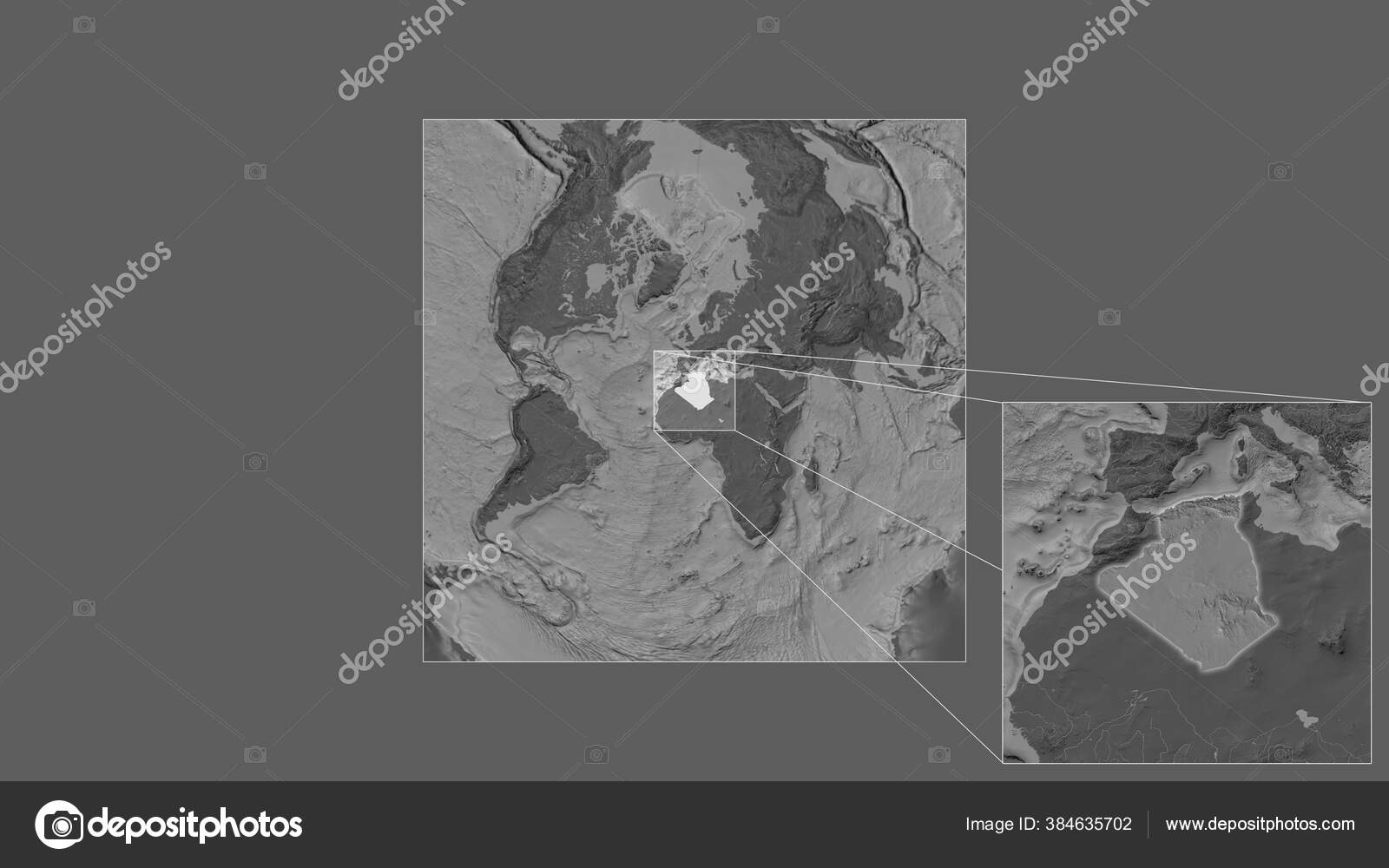 Expanded Enlarged Area Algeria Extracted Large Scale Map World Leading ...