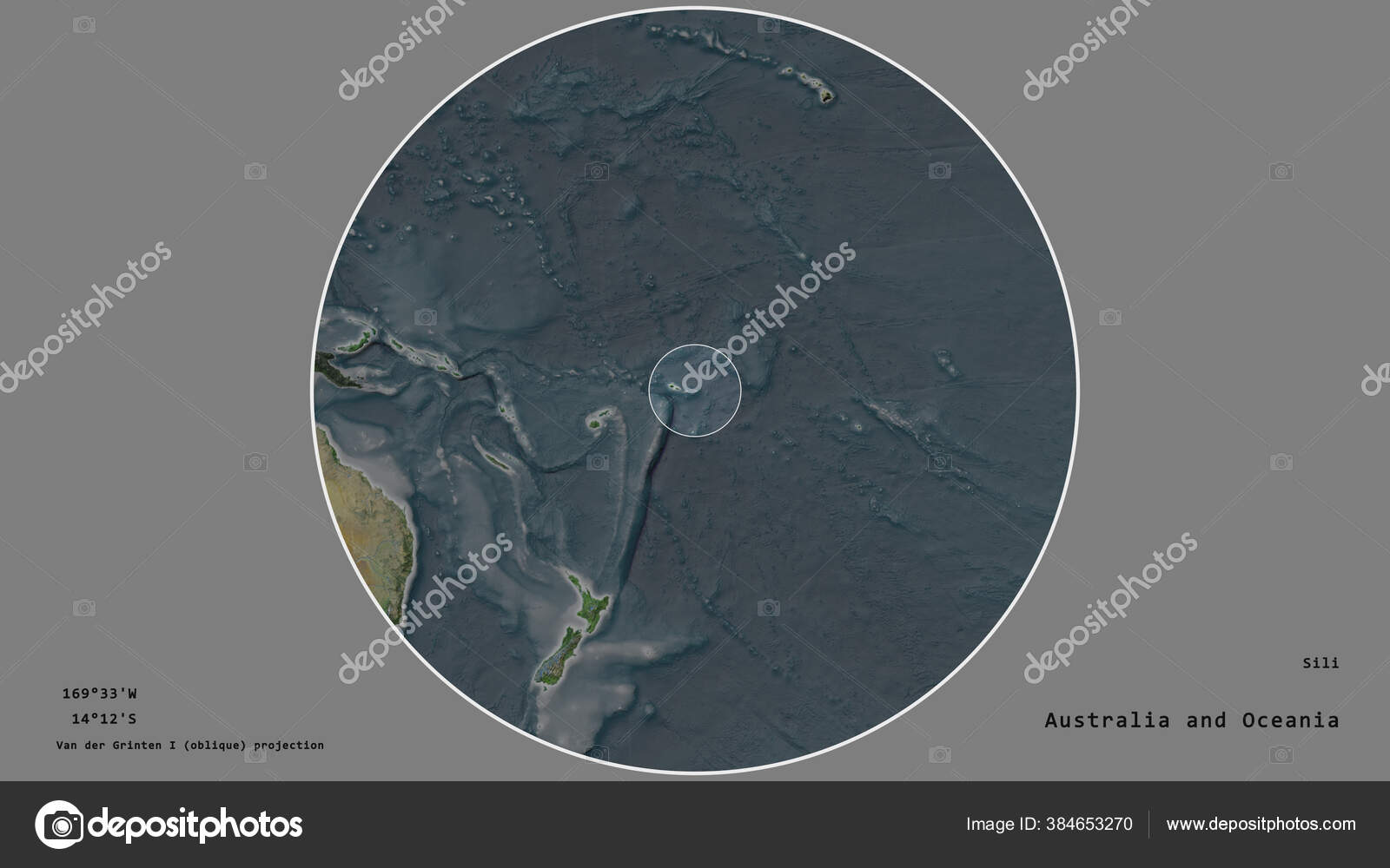 Area American Samoa Manua Marked Circle Large Scale Map Continent ...