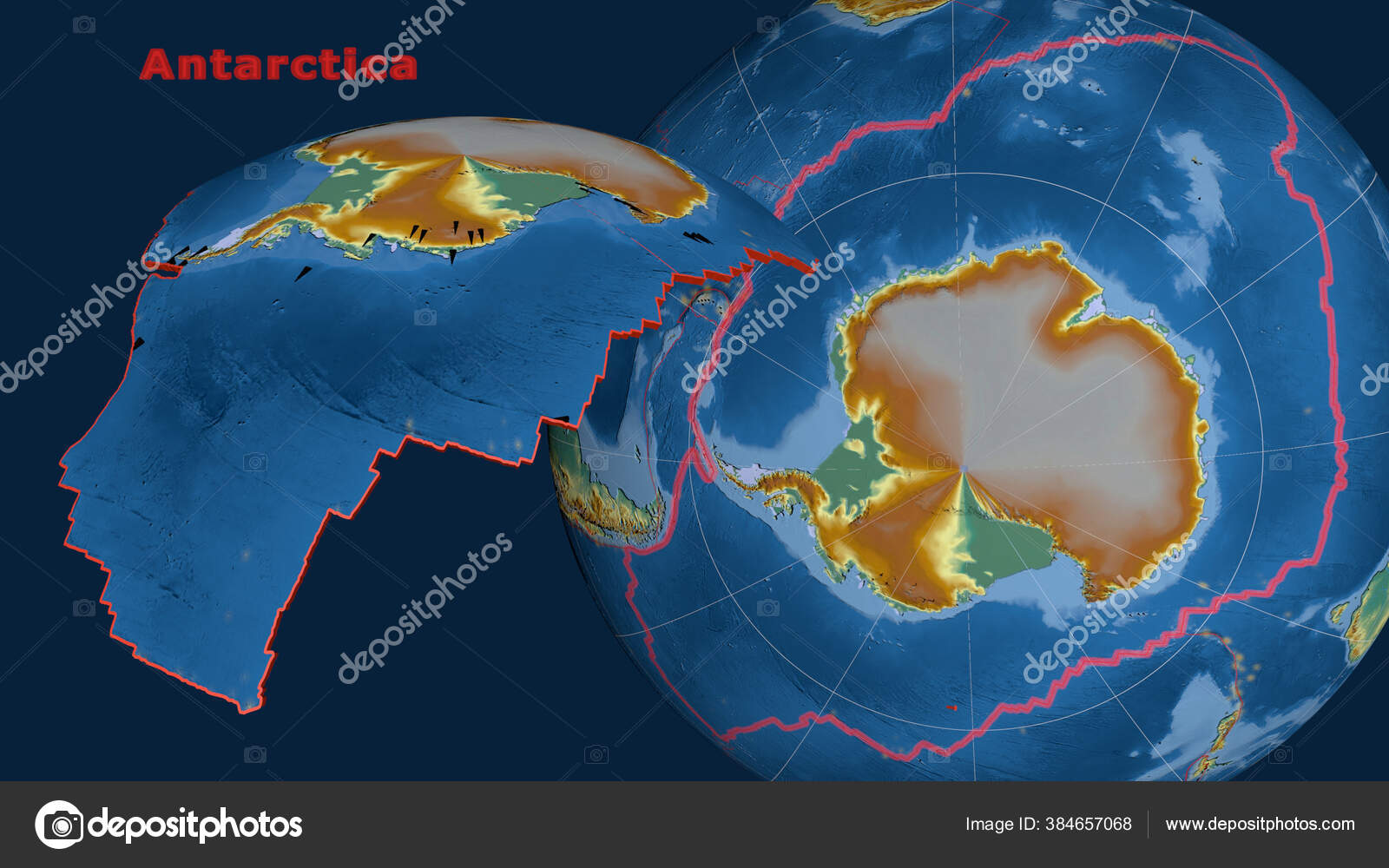 Antarctica Tectonic Plate Described Extruded Presented Globe ...