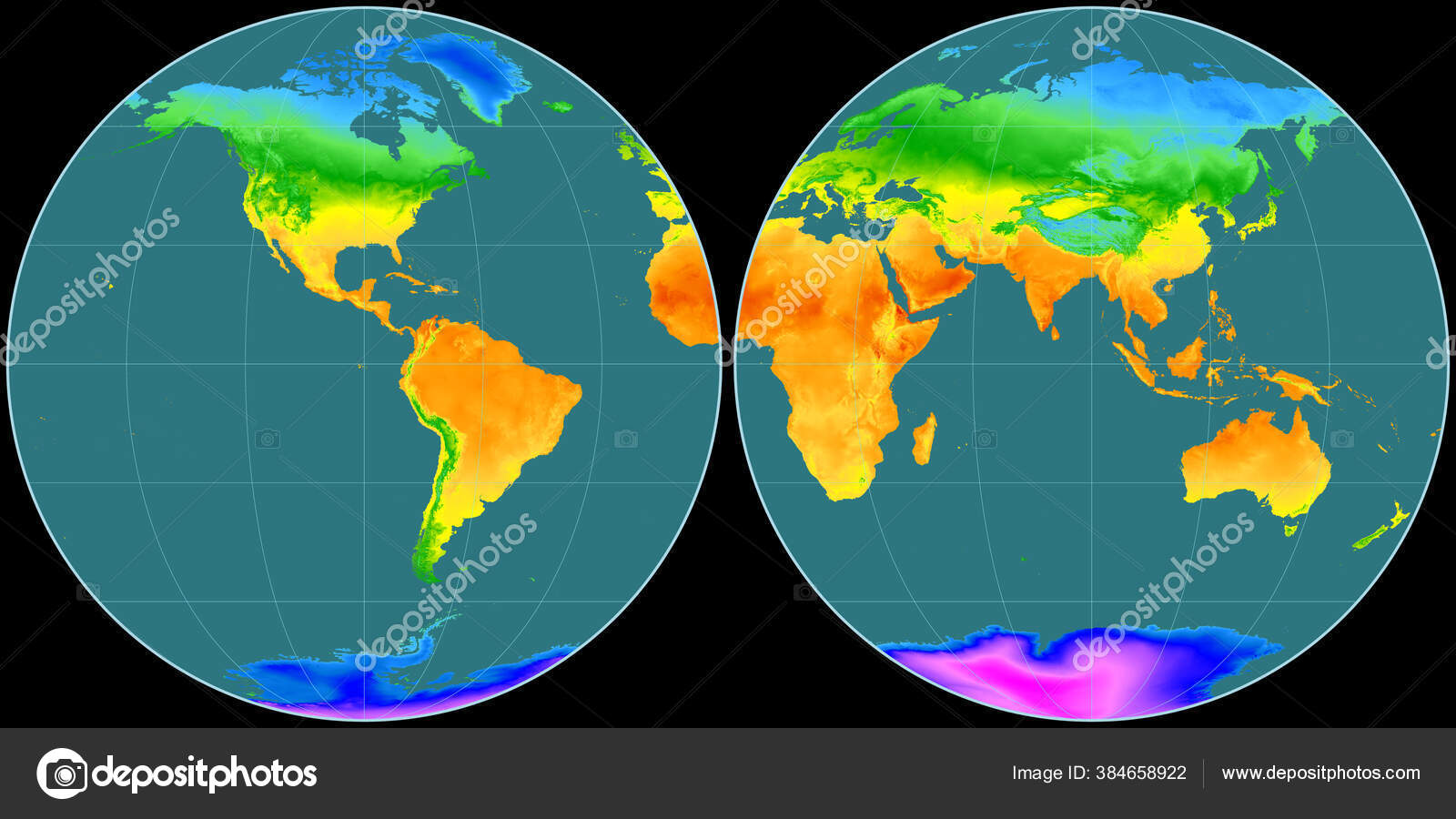 World Map Apian Projection Centered West Longitude Mean Annual ...