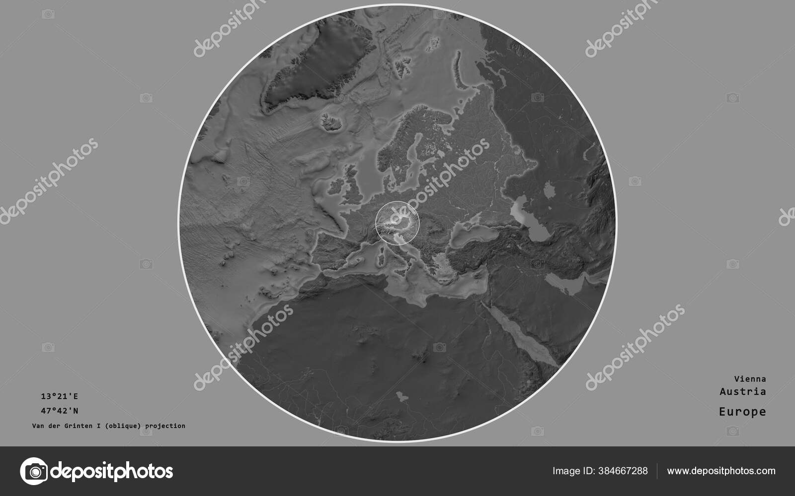 Area Austria Marked Circle Large Scale Map Continent Isolated ...