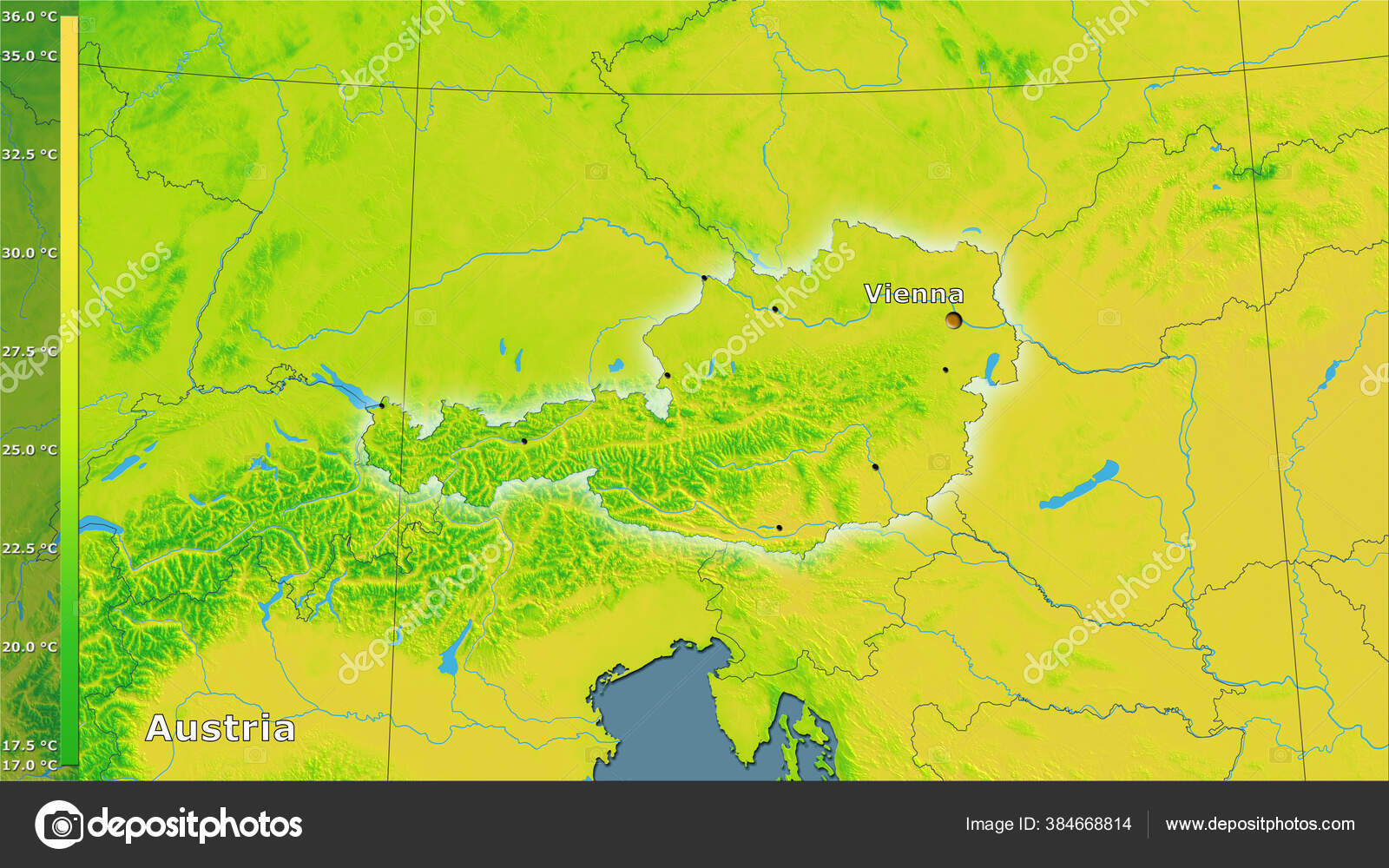 Mean Annual Temperature Variation Austria Area Stereographic Projection ...