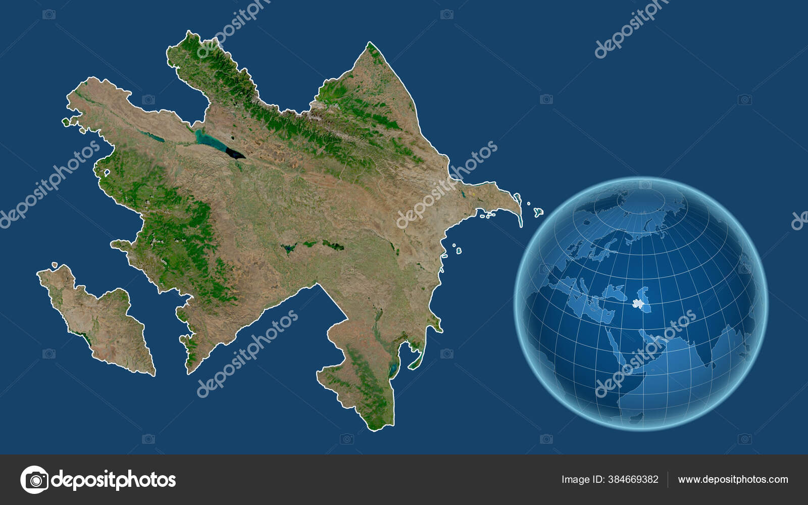 Azerbaijan Globe Shape Country Zoomed Map Its Outline Isolated Blue ...