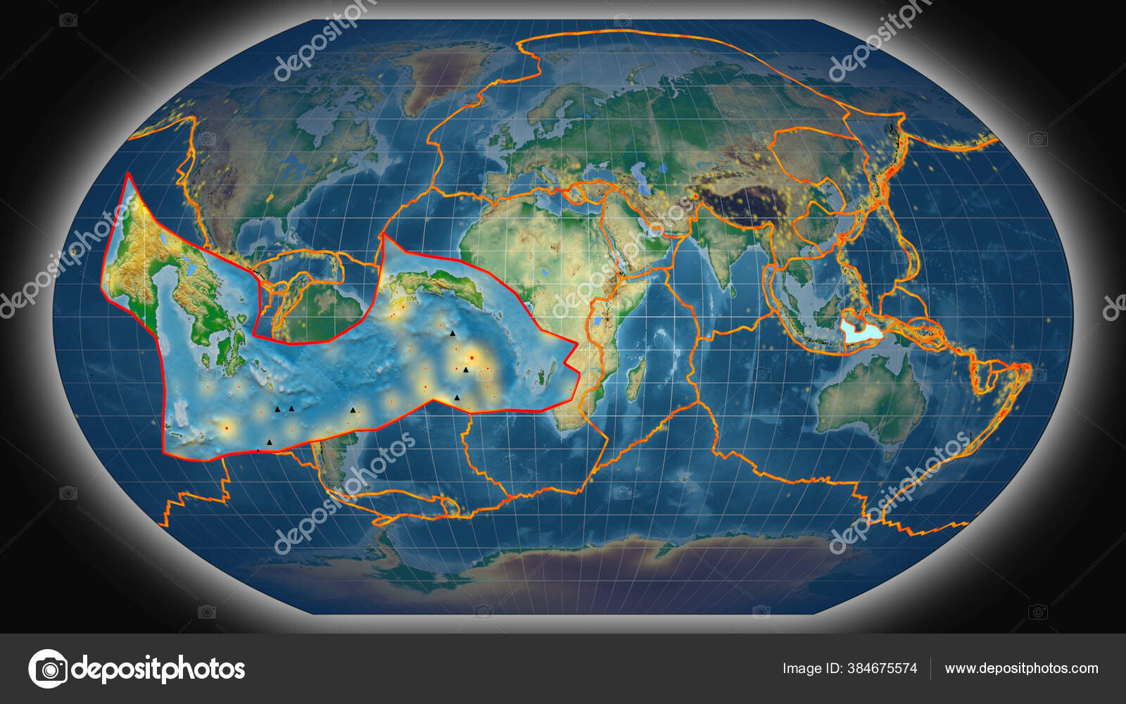 Banda Sea Tectonic Plate Extruded Presented Global Color Physical Map ...