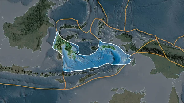 Outlined Banda Sea Tectonic Plate Borders Adjacent Plates Satellite Map ...