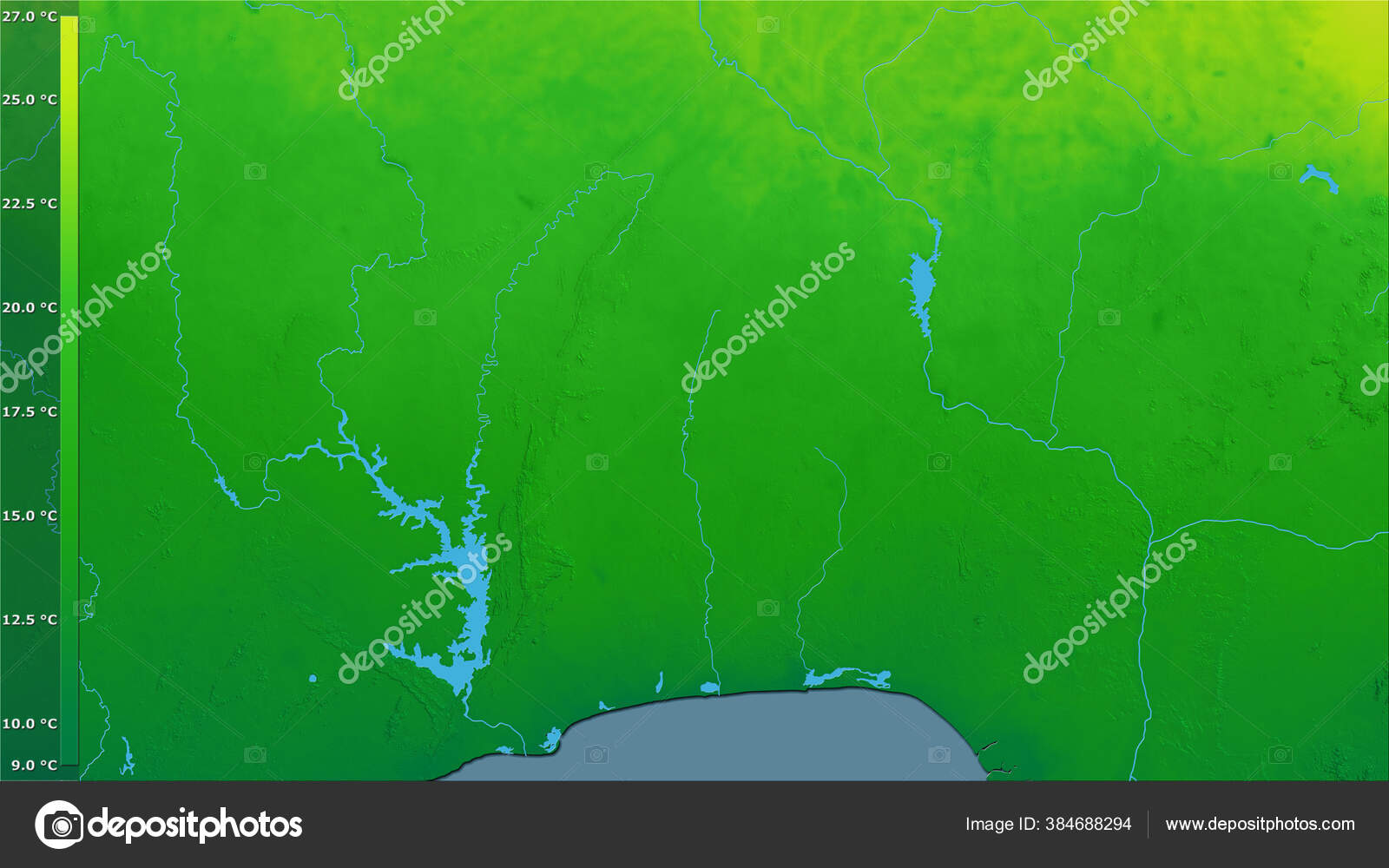 Mean Annual Temperature Variation Benin Area Stereographic Projection ...