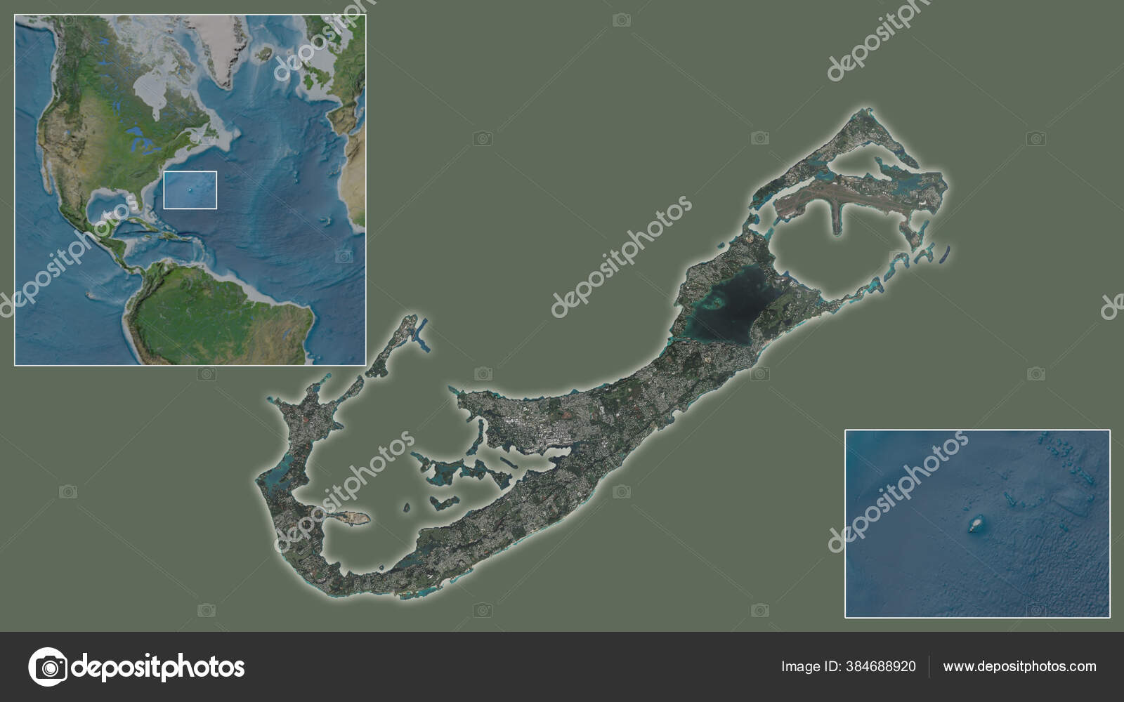 Close Bermuda Its Location Region Center Large Scale World Map — Stock ...