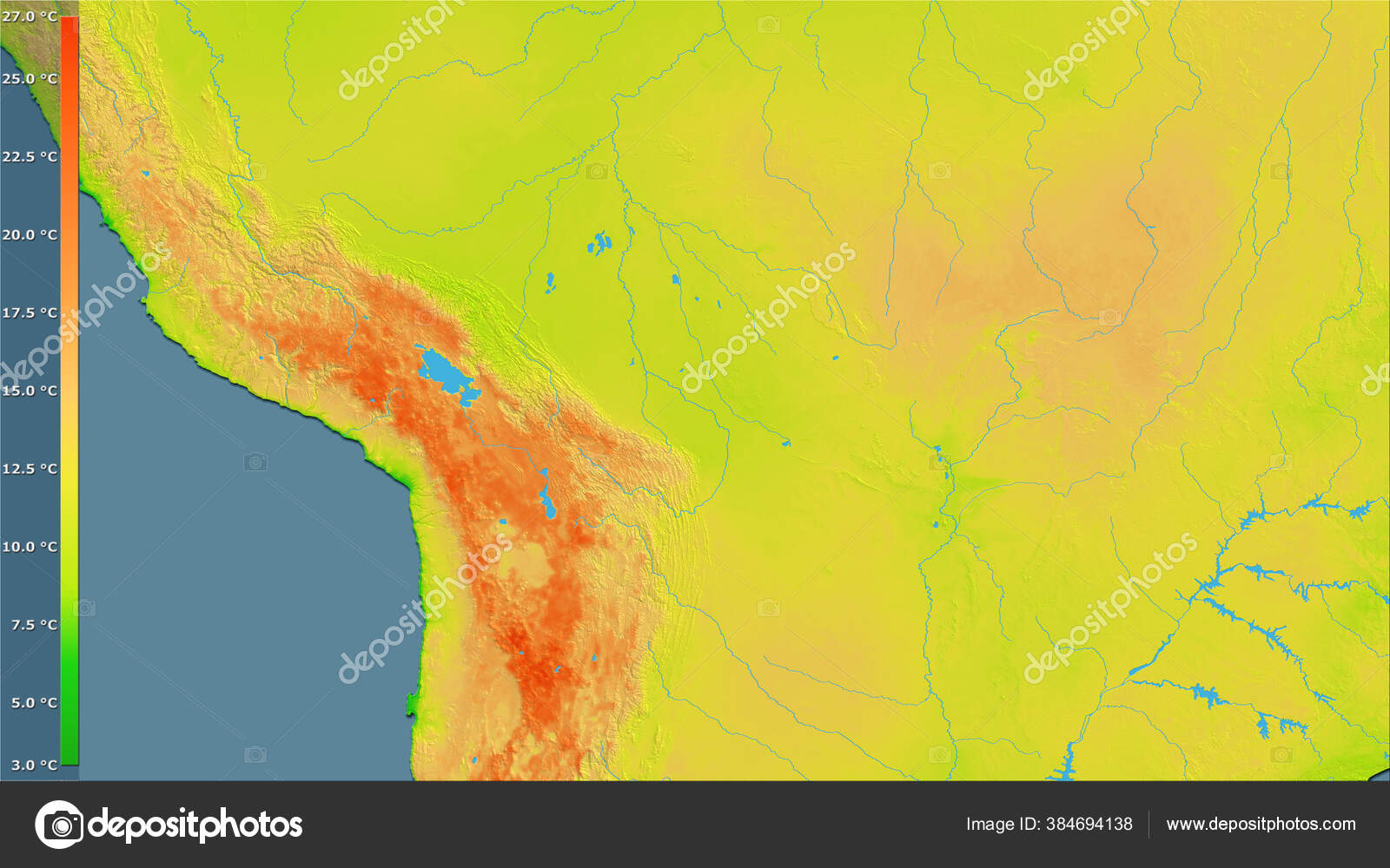 Mean Diurnal Temperature Variation Bolivia Area Stereographic ...
