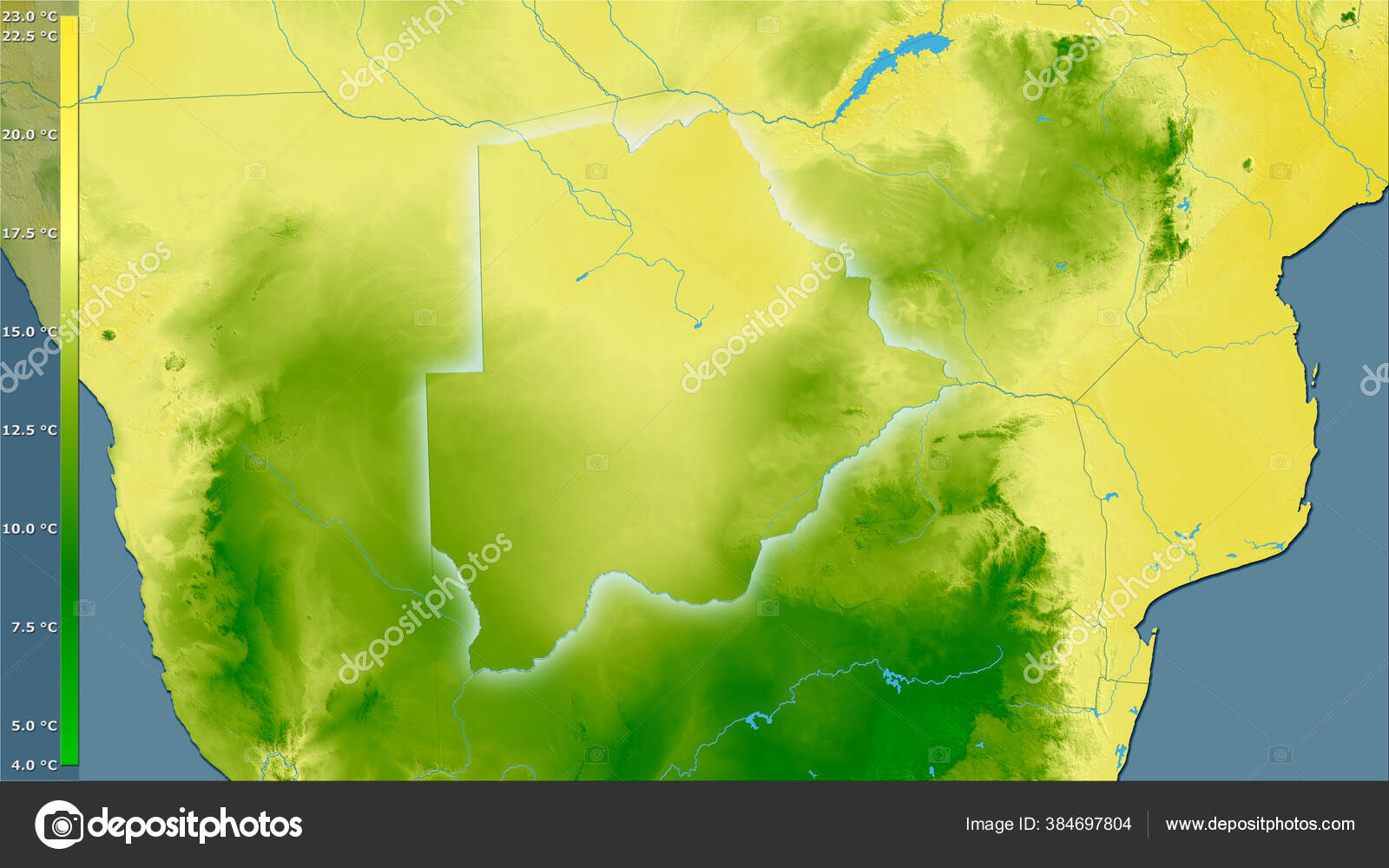 Mean Temperature Coldest Quarter Botswana Area Stereographic Projection ...