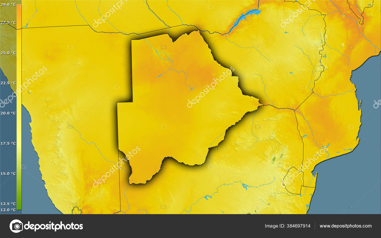 Mean Temperature Warmest Quarter Botswana Area Stereographic Projection ...