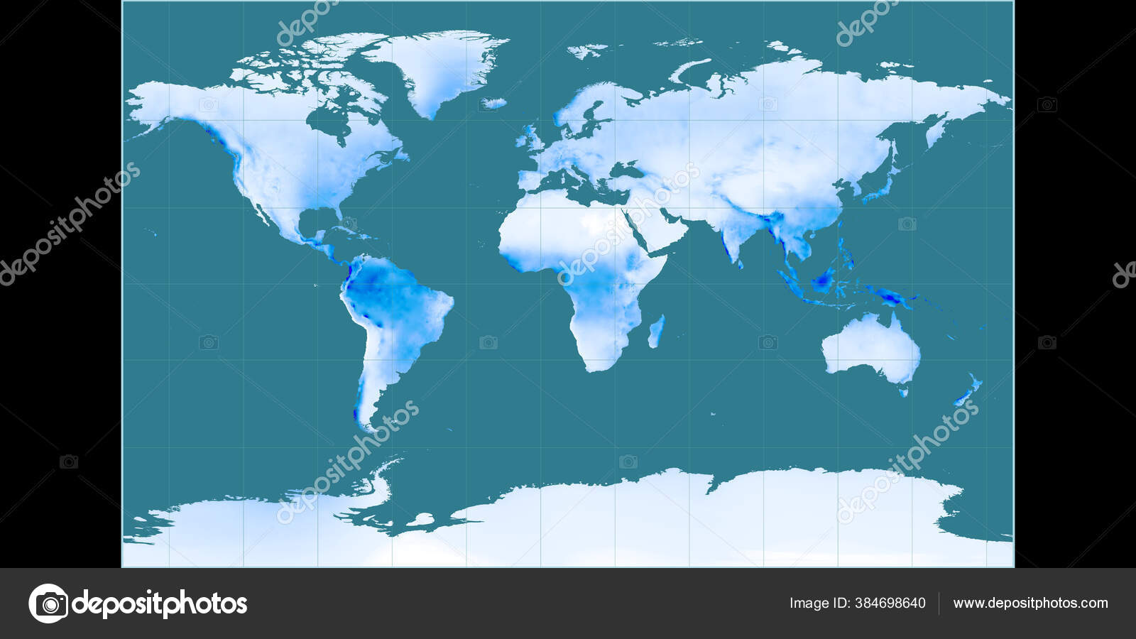 World Map Braun Stereographic Projection Centered East Longitude Mean ...