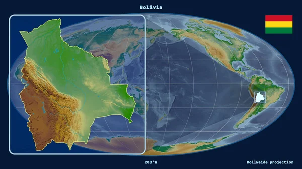 Zoomed-in view of Bolivia outline with perspective lines against a ...