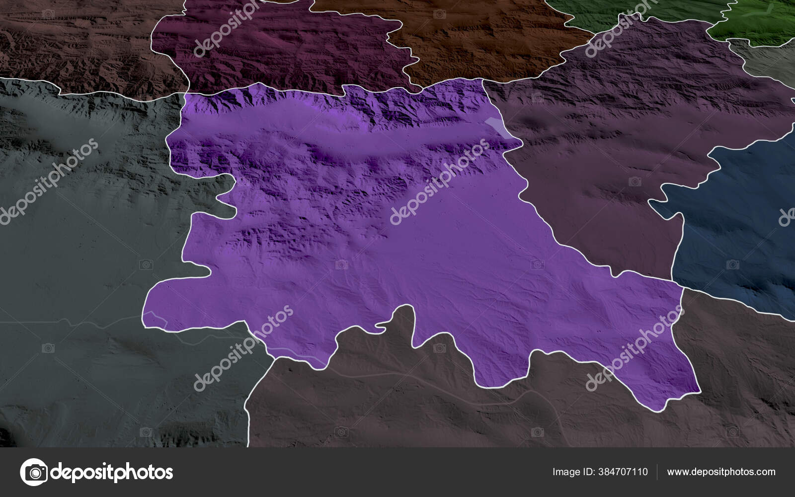 Stara Zagora Province Bulgaria Zoomed Highlighted Colored Bumped Map ...