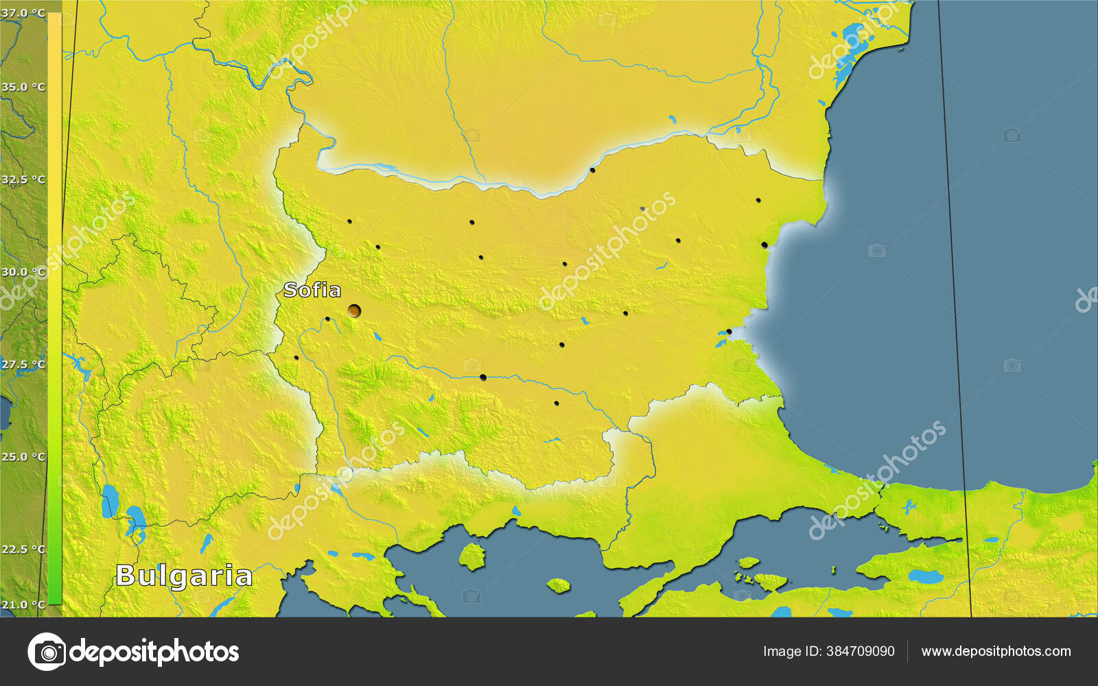 Mean Annual Temperature Variation Bulgaria Area Stereographic ...