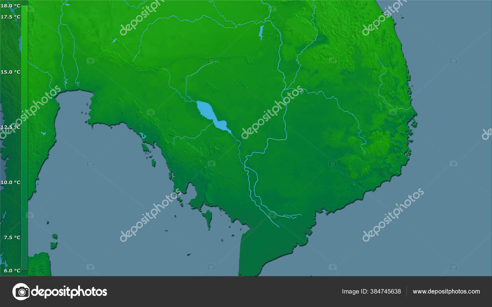 Mean Annual Temperature Variation Cambodia Area Stereographic ...