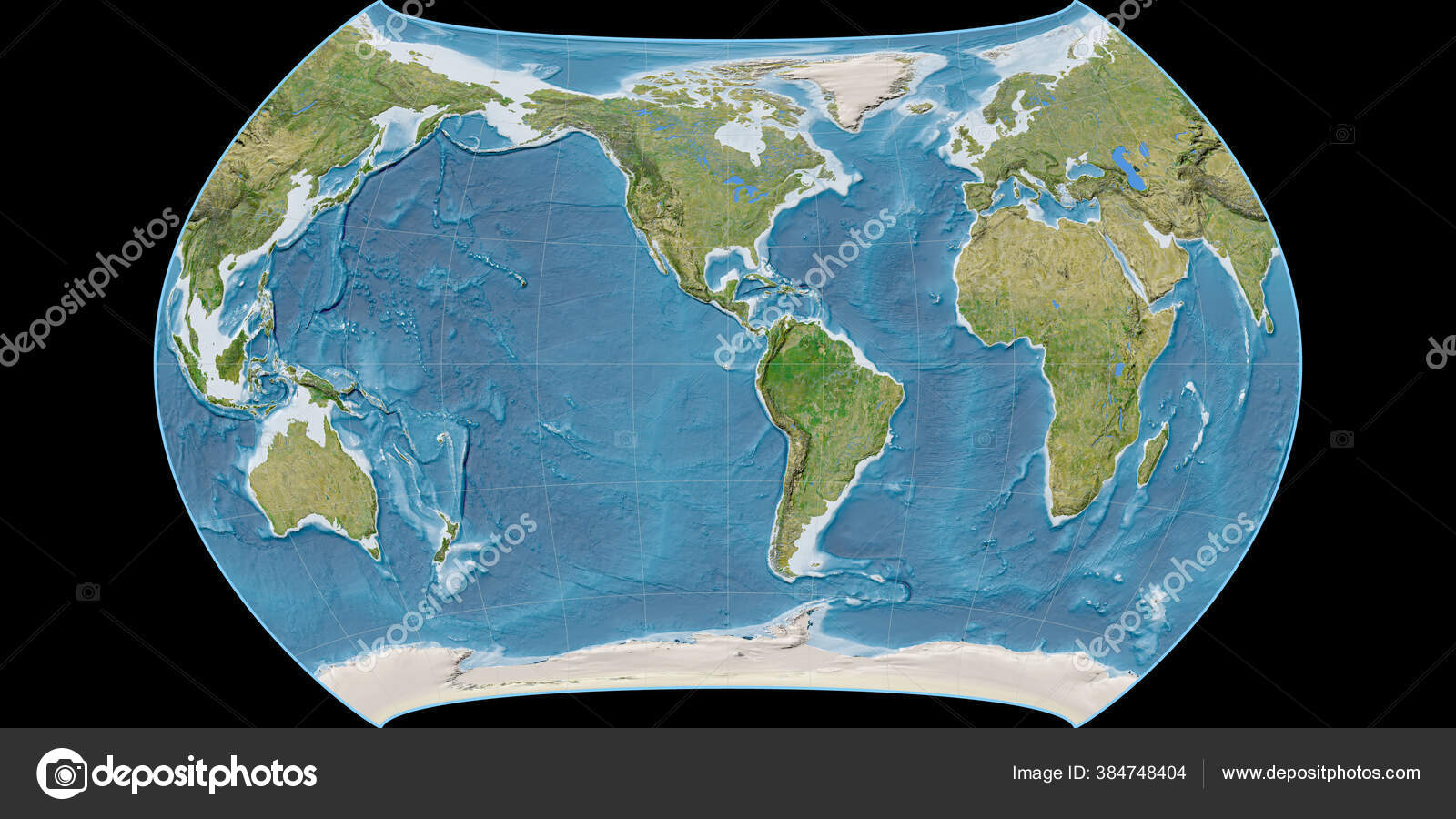World Map Canters Polyconic Projection Centered West Longitude ...