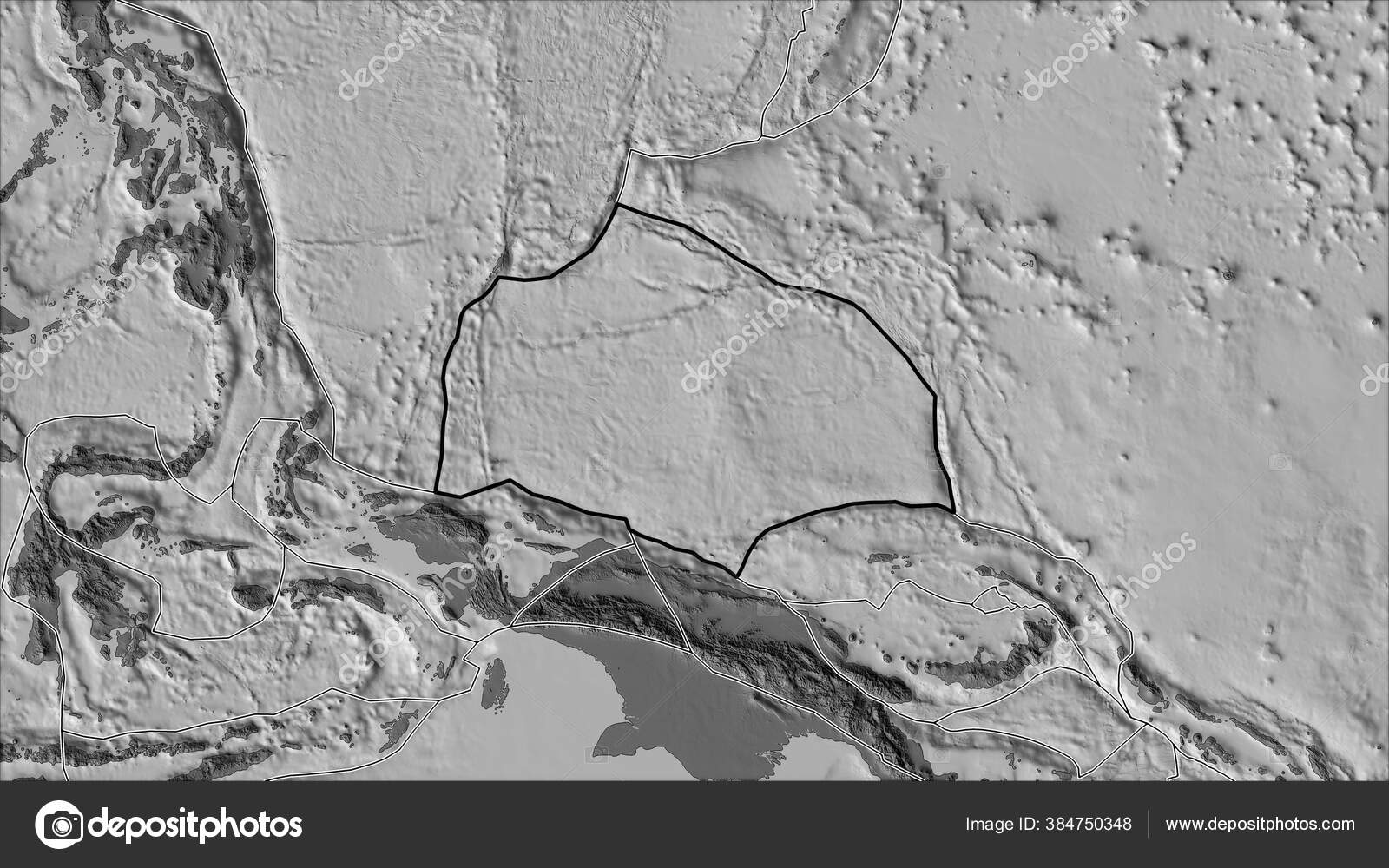 Outlined Caroline Tectonic Plate Borders Adjacent Plates Bilevel ...