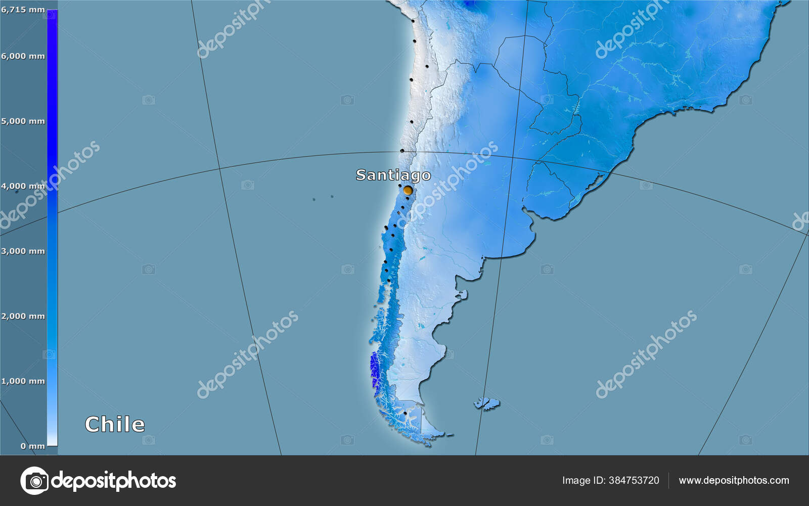 Annual Precipitation Chile Area Stereographic Projection Legend Main ...