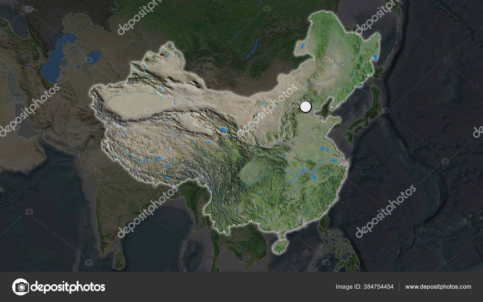 Highlighted Area China Capital Point Desaturated Map Its Neighbourhood ...