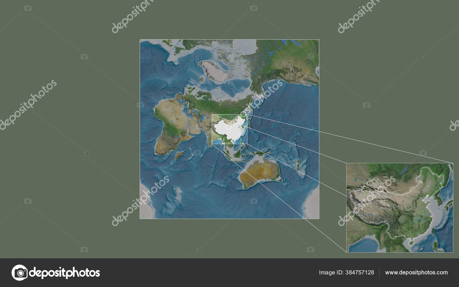 Expanded Enlarged Area China Extracted Large Scale Map World Leading ...