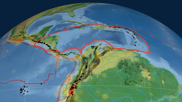 Caribbean Tectonic Plate Enlarged Enlarged Global Color Physical Map ...