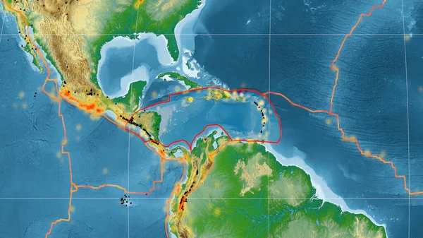 Outlined Caribbean Tectonic Plate Borders Adjacent Plates Topographic ...