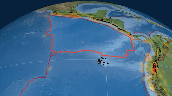 Cocos Tectonic Plate Described Extruded Presented Globe Topographic ...