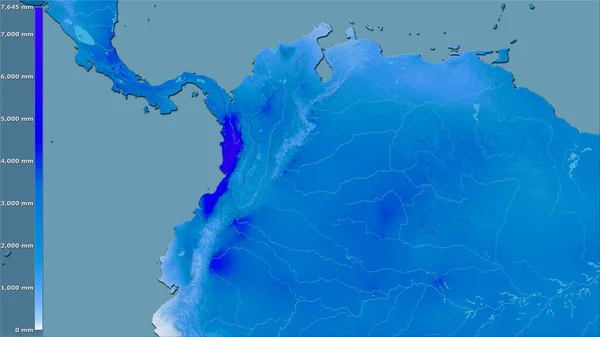 Annual precipitation within the Colombia area in the stereographic ...