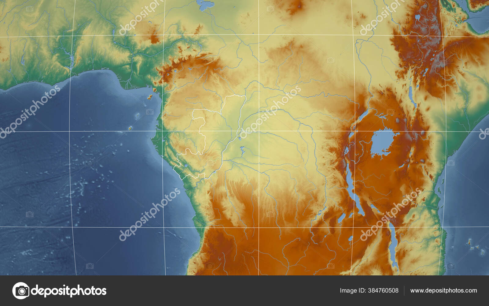 Congo Brazzaville Neighborhood Distant Perspective Outline Country ...