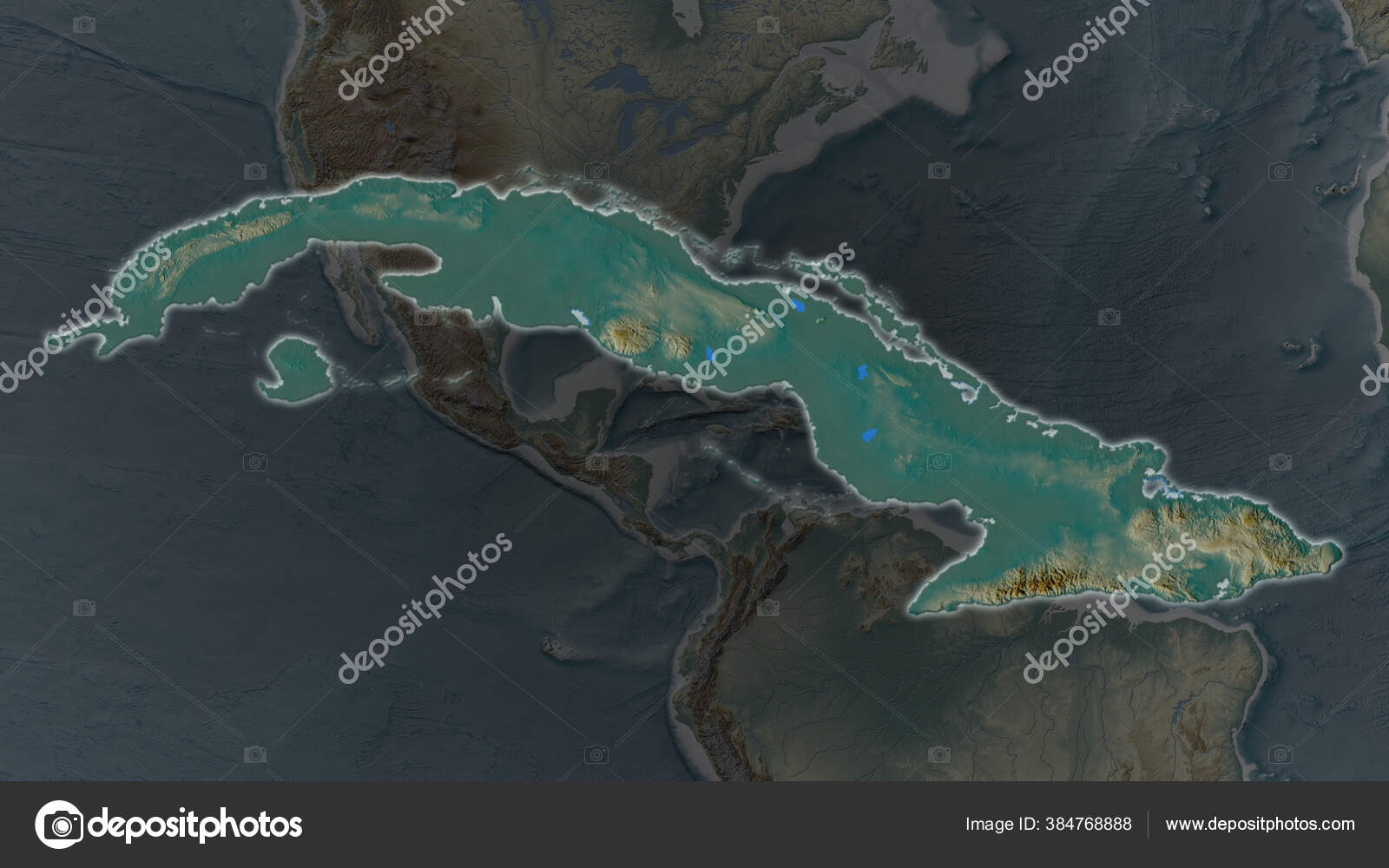 Cuba Area Enlarged Glowed Darkened Background Its Surroundings Relief ...
