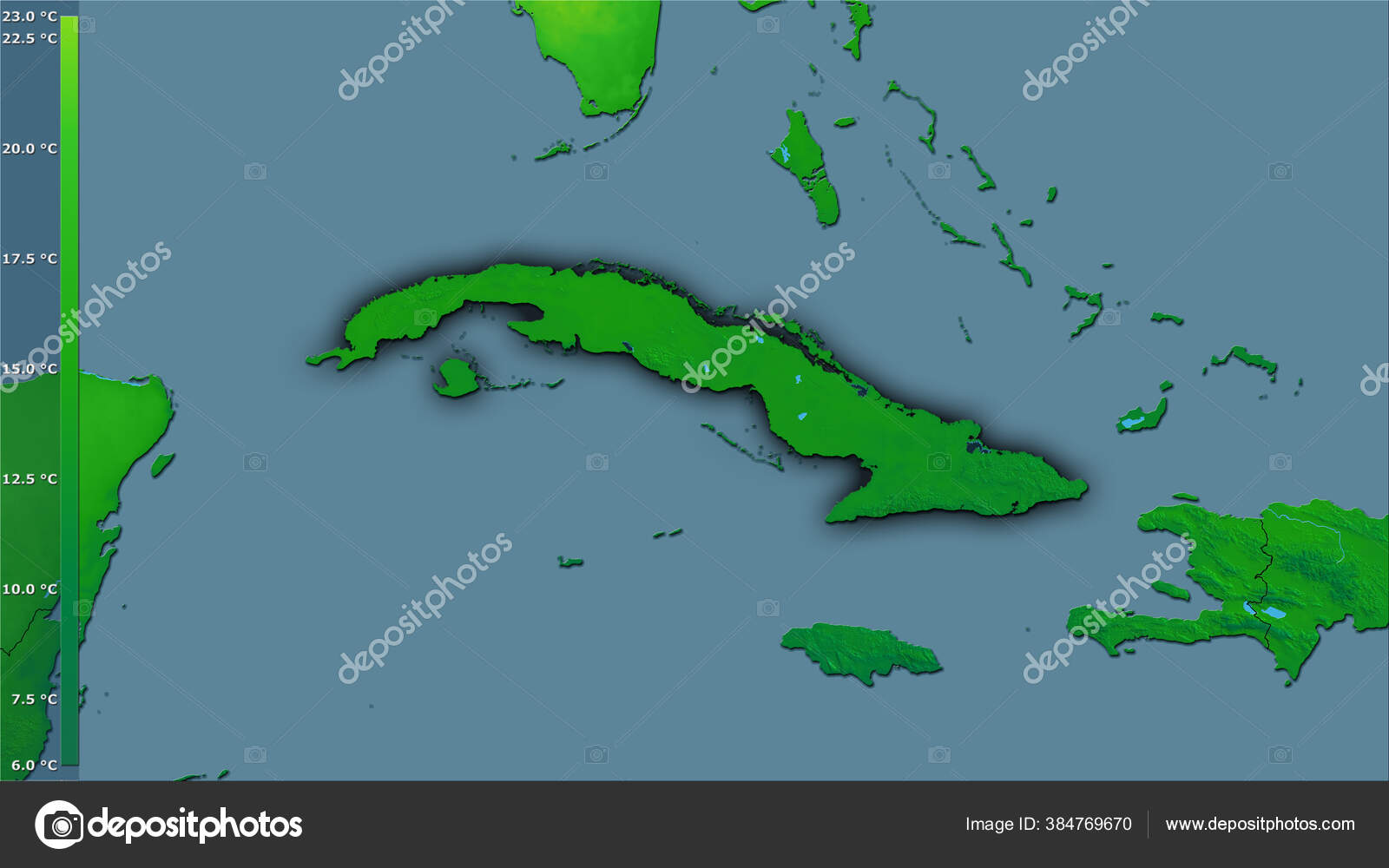 Mean Annual Temperature Variation Cuba Area Stereographic Projection ...