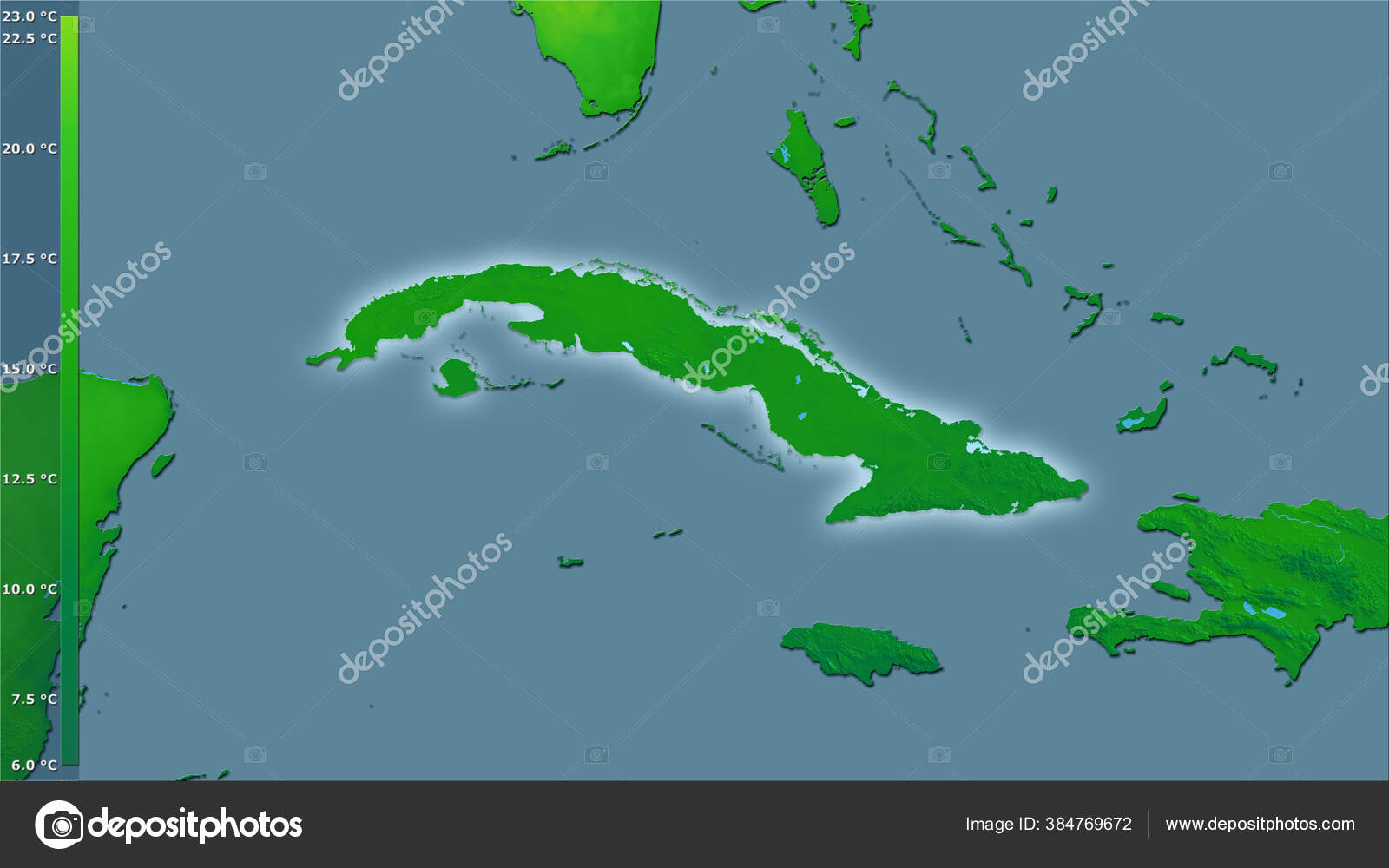 Mean Annual Temperature Variation Cuba Area Stereographic Projection ...