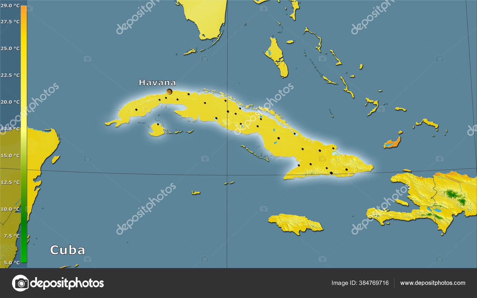 Mean Temperature Warmest Quarter Cuba Area Stereographic Projection ...