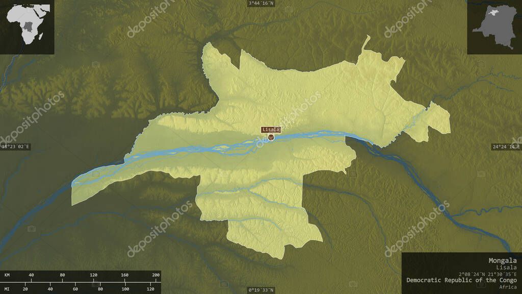 Mongala, provincia de República Democrática del Congo. Relieve de ...