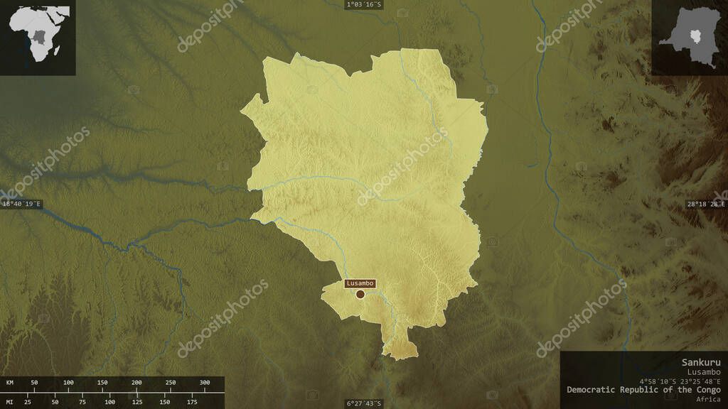 Sankuru, provincia de República Democrática del Congo. Relieve de ...