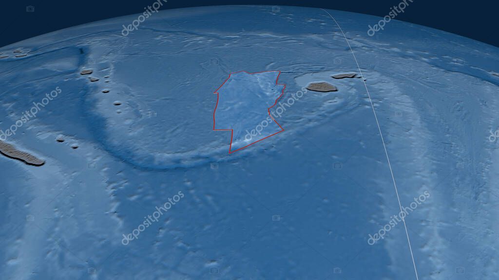 Placa tectónica Conway Reef delineada en el globo. topografía y ...