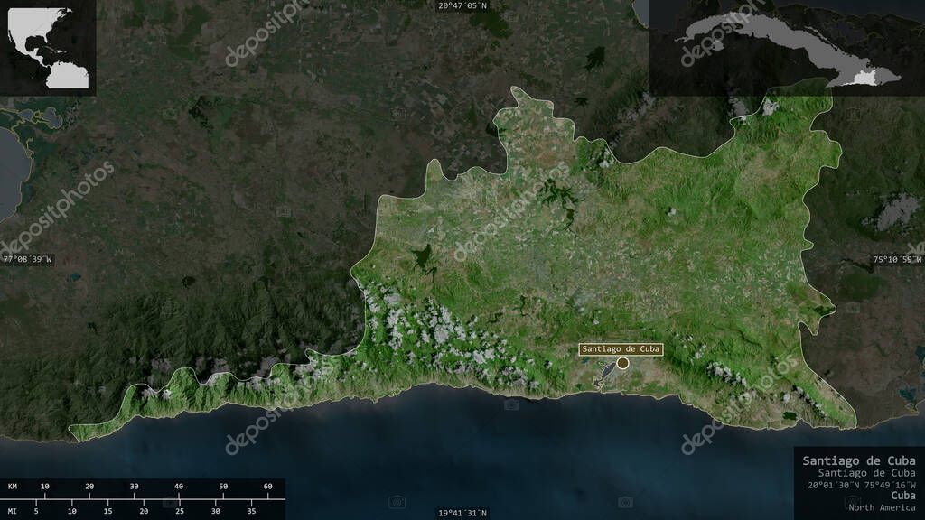 Santiago de Cuba, provincia de Cuba. Imágenes de satélite. Forma ...