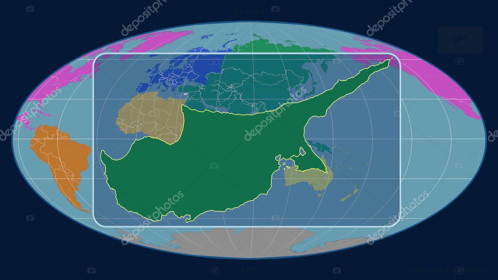 Vista ampliada del esquema de Chipre con líneas de perspectiva frente a ...