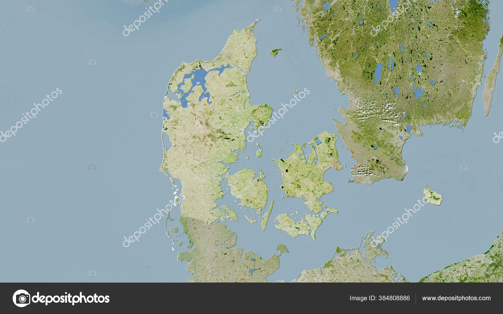 Denmark Area Satellite Map Stereographic Projection Raw Composition ...