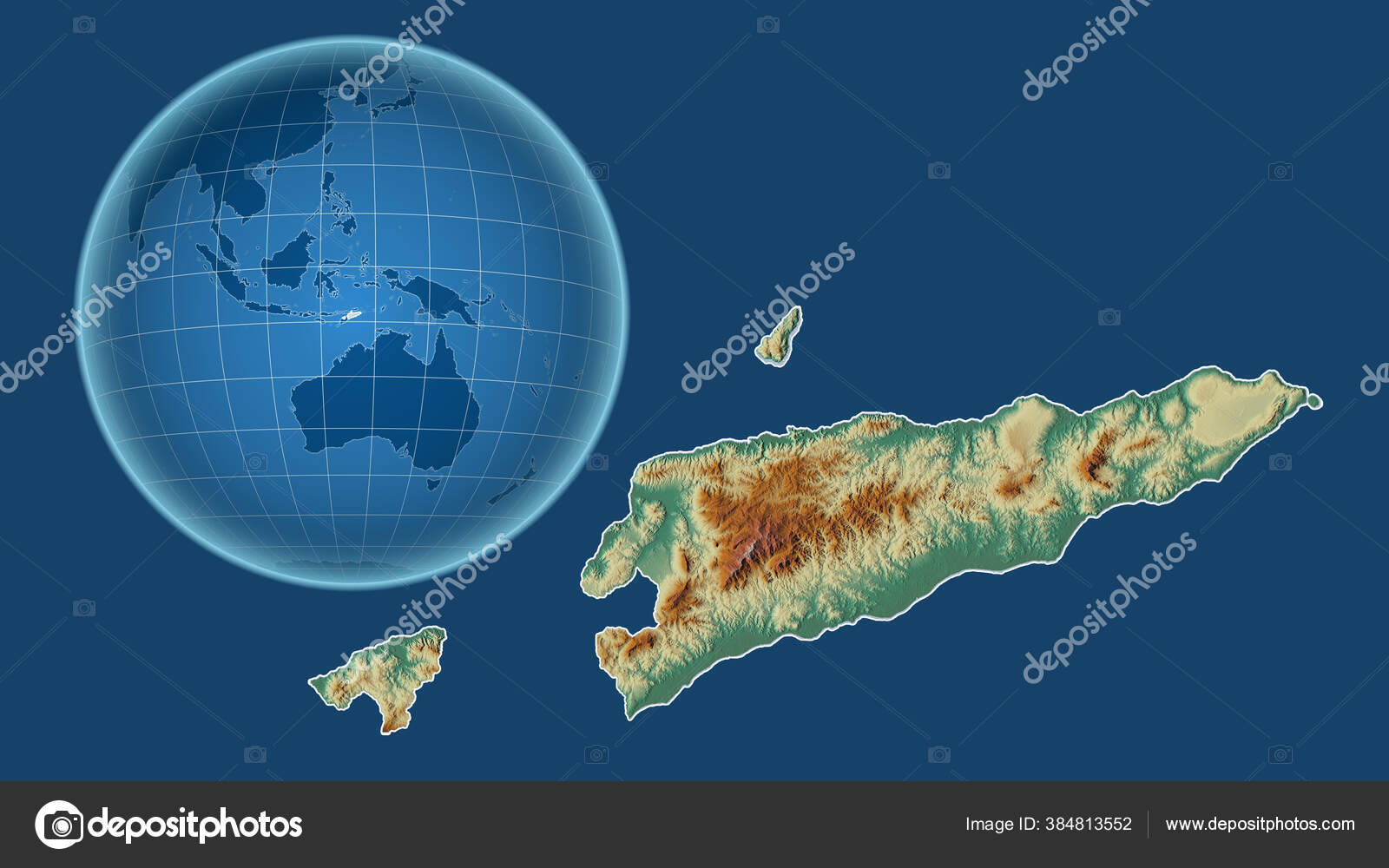 East Timor Globe Shape Country Zoomed Map Its Outline Isolated — Stock ...
