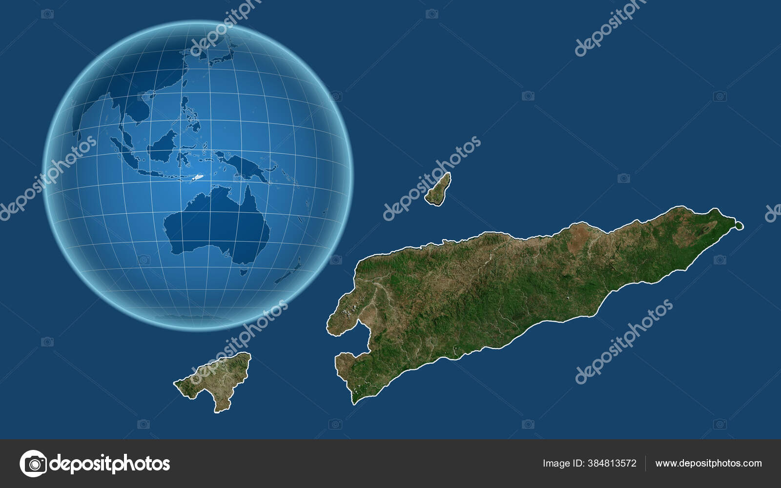 East Timor Globe Shape Country Zoomed Map Its Outline Isolated — Stock ...