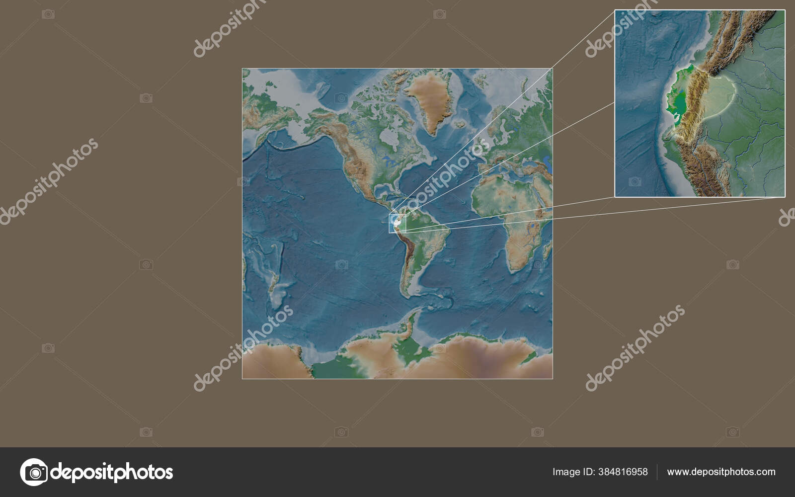Expanded Enlarged Area Ecuador Extracted Large Scale Map World Leading ...