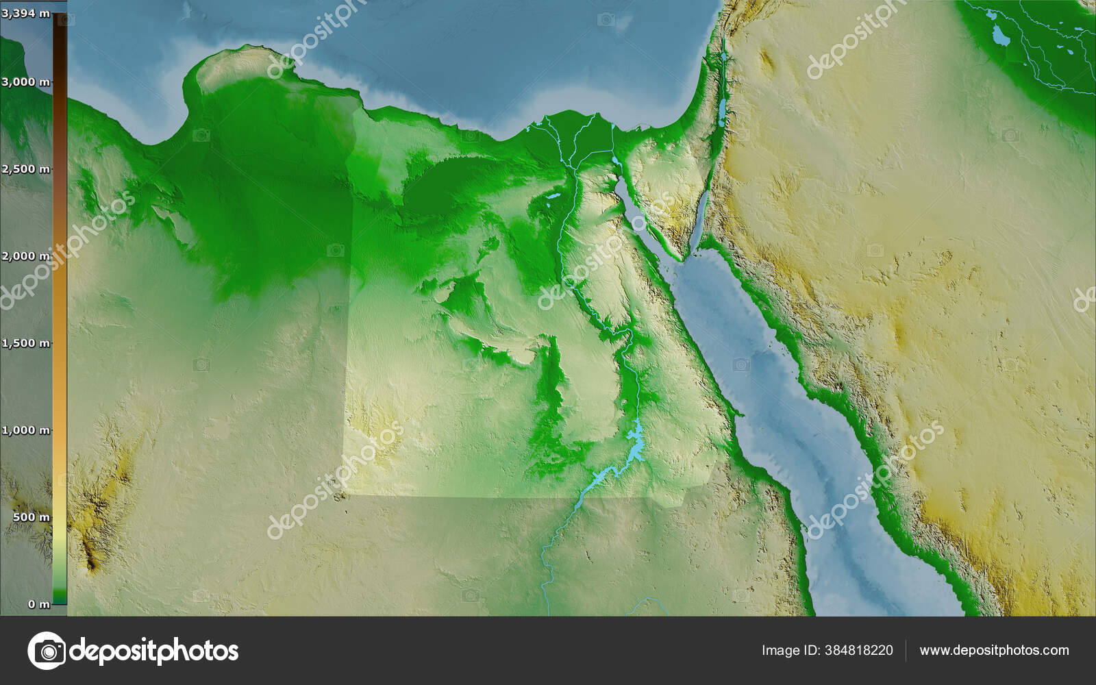 Physical Map Egypt Area Stereographic Projection Legend Raw Composition ...