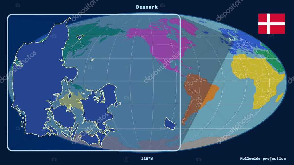 Vista ampliada del esquema de Dinamarca con líneas de perspectiva ...