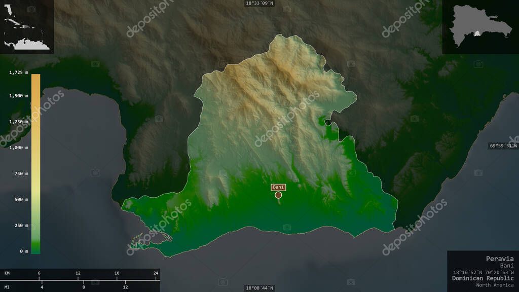 Peravia, provincia de República Dominicana. Datos de sombreado de ...