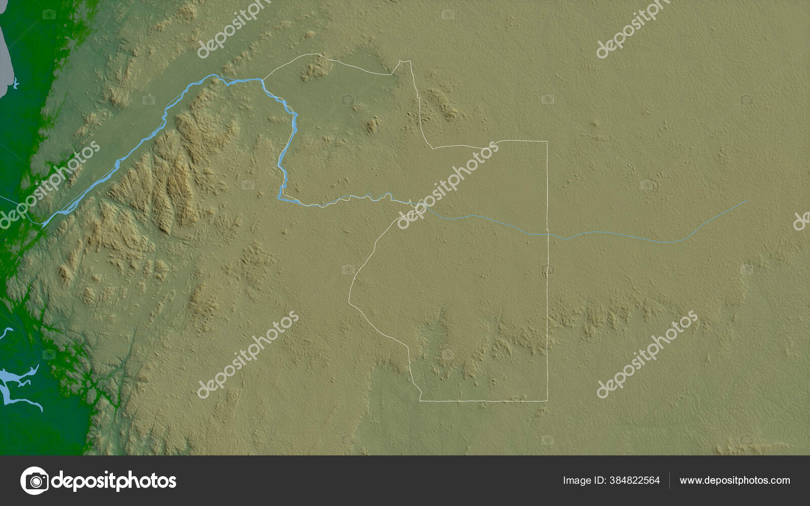 Wele Nzas Province Equatorial Guinea Colored Shader Data Lakes Rivers ...