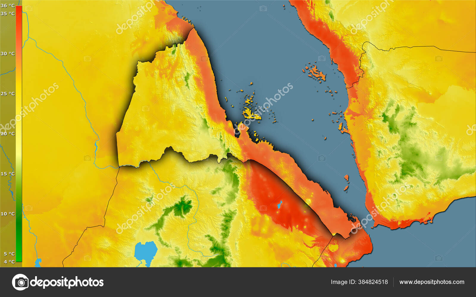 Mean Temperature Warmest Quarter Eritrea Area Stereographic Projection ...