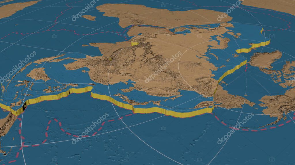 La placa tectónica de Eurasiann amplió, extruyó y giró hacia el lado ...